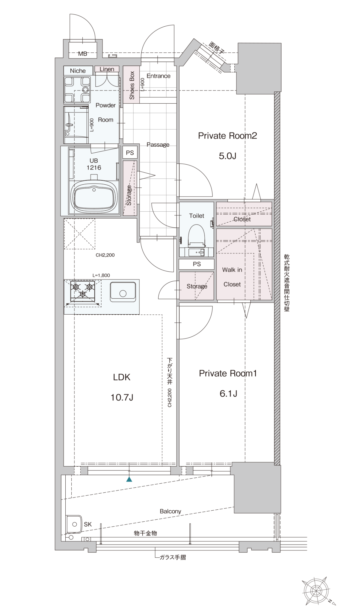 【公式】デュレジア 博多 アベニュー - C type | 2LDK｜福岡市博多区美野島の新築分譲マンション｜LANDIC（ランディック）